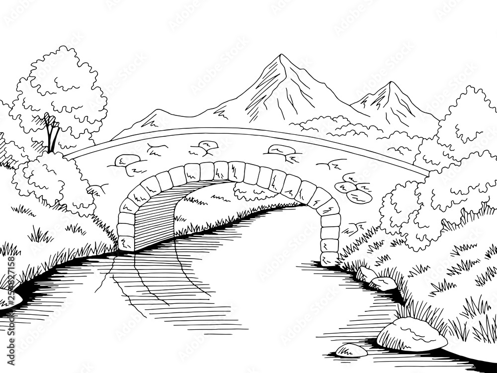 River Black And White Drawing