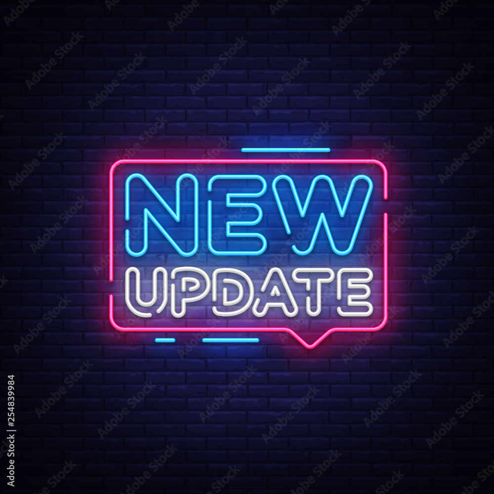 New Update Neon Text Vector. New Update neon sign, design template ...