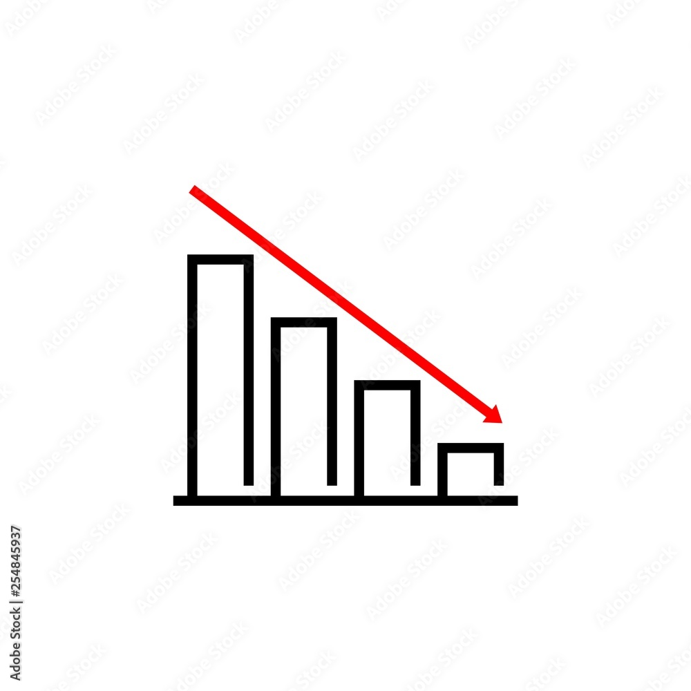 Decline Graph, Chart with bars declining, Chart icon Stock Illustration ...