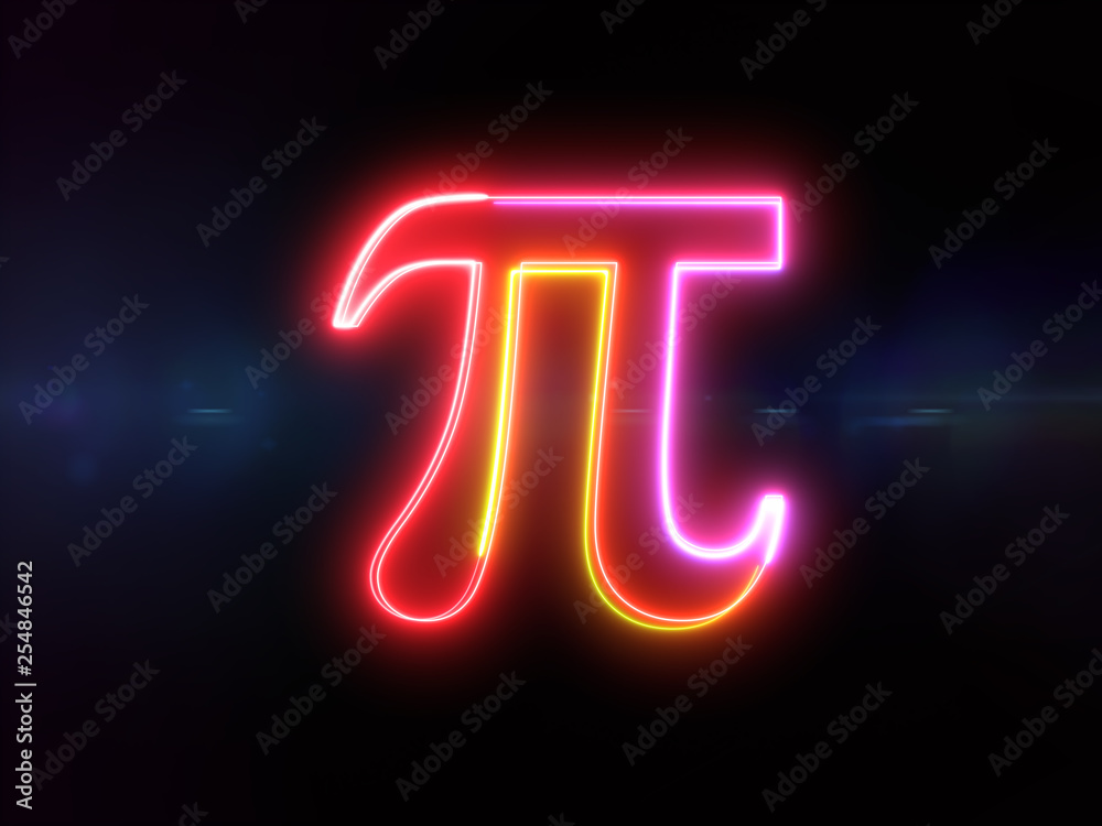 Pi symbol - colorful glowing outline greek alphabet symbol on blue lens ...