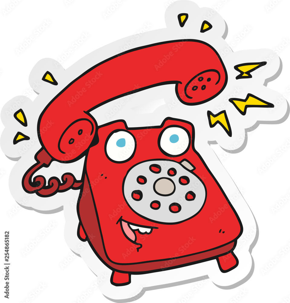 sticker of a cartoon ringing telephone Stock Vector | Adobe Stock