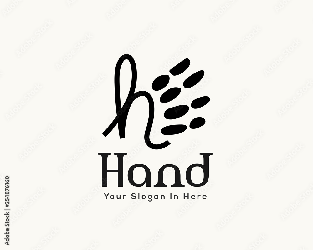 H letter hand print initial logo design inspiration Stock Vector ...