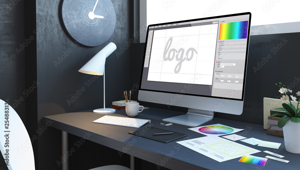 logo design workspace Stock Illustration | Adobe Stock