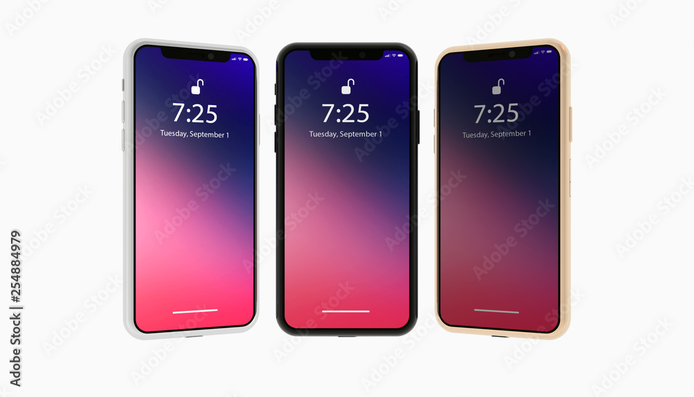 Smartphone model with screen wallpaper for background, banner, brochure ...