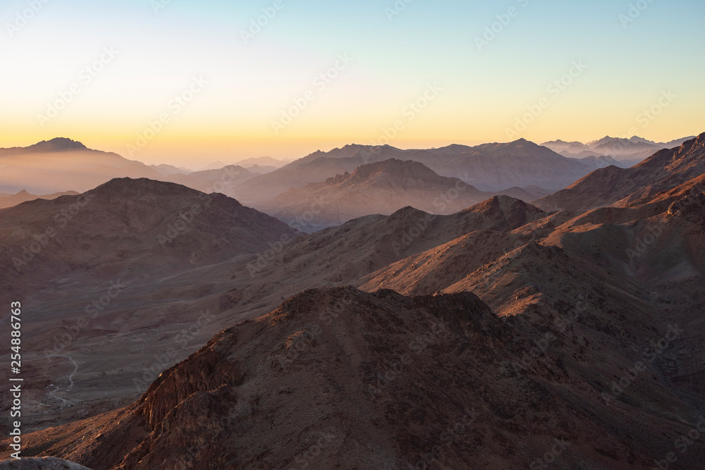 Egypt. Mount Sinai in the morning at sunrise. (Mount Horeb, Gabal Musa ...