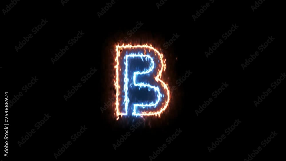 Letter B - outline fire and ice glowing on transparent background Stock ...