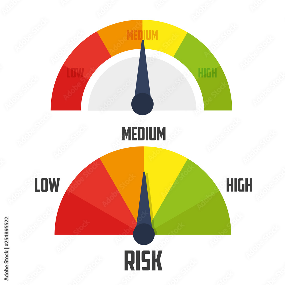Risk concept on speedometer. vector illustration concept image icon ...