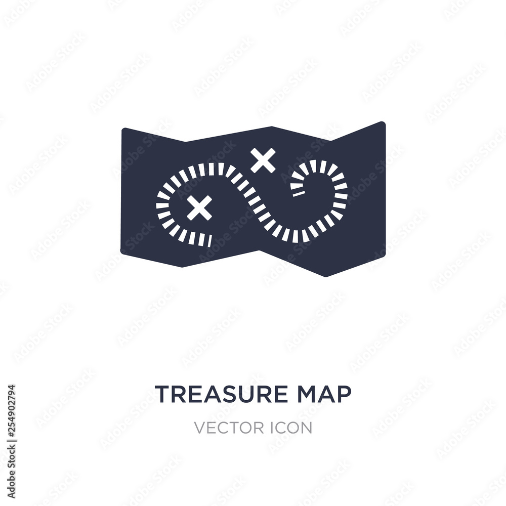 treasure map with x icon on white background. Simple element ...