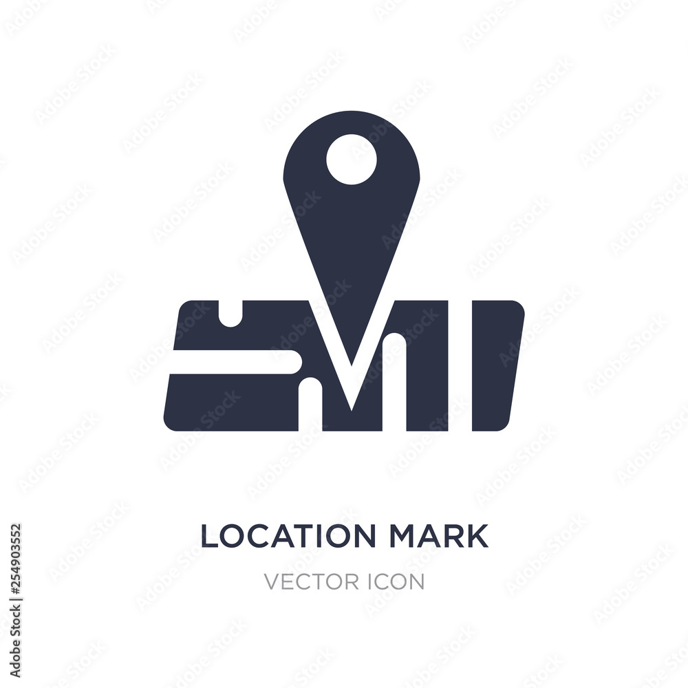 location mark on printed map icon on white background. Simple element ...