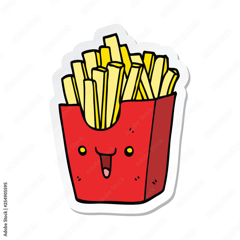 sticker of a cute cartoon box of fries Stock Vector | Adobe Stock