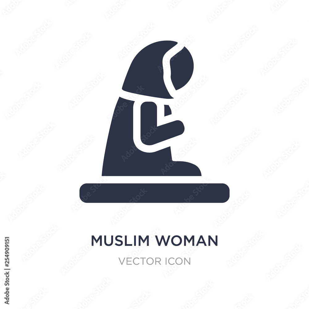 muslim woman praying icon on white background. Simple element ...