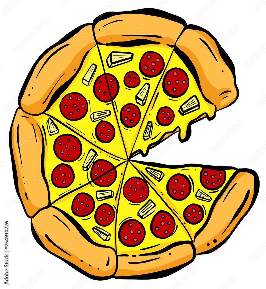 Cartoon Cheesy Pizza Slices Vector Stock Illustration | Adobe Stock