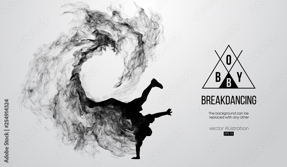Abstract silhouette of a breakdancer, man, bboy, breaker, breaking on ...