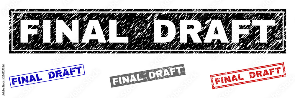 Grunge FINAL DRAFT rectangle stamp seals isolated on a white background ...