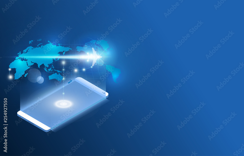 Smartphone Touchscreen mobile phone Around the world travelling by ...