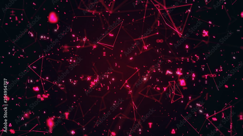 Digital mathematical symbols 3D illustration. Abstract futuristic ...