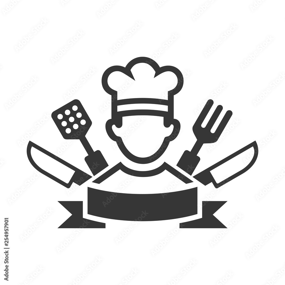 Cooking Chef Logo on White Background. Vector Stock Vector | Adobe Stock