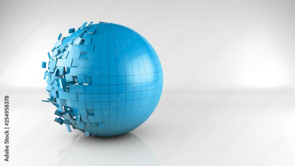 Blue sphere abstract 4k animation motion graphics, video geometric 3d ...