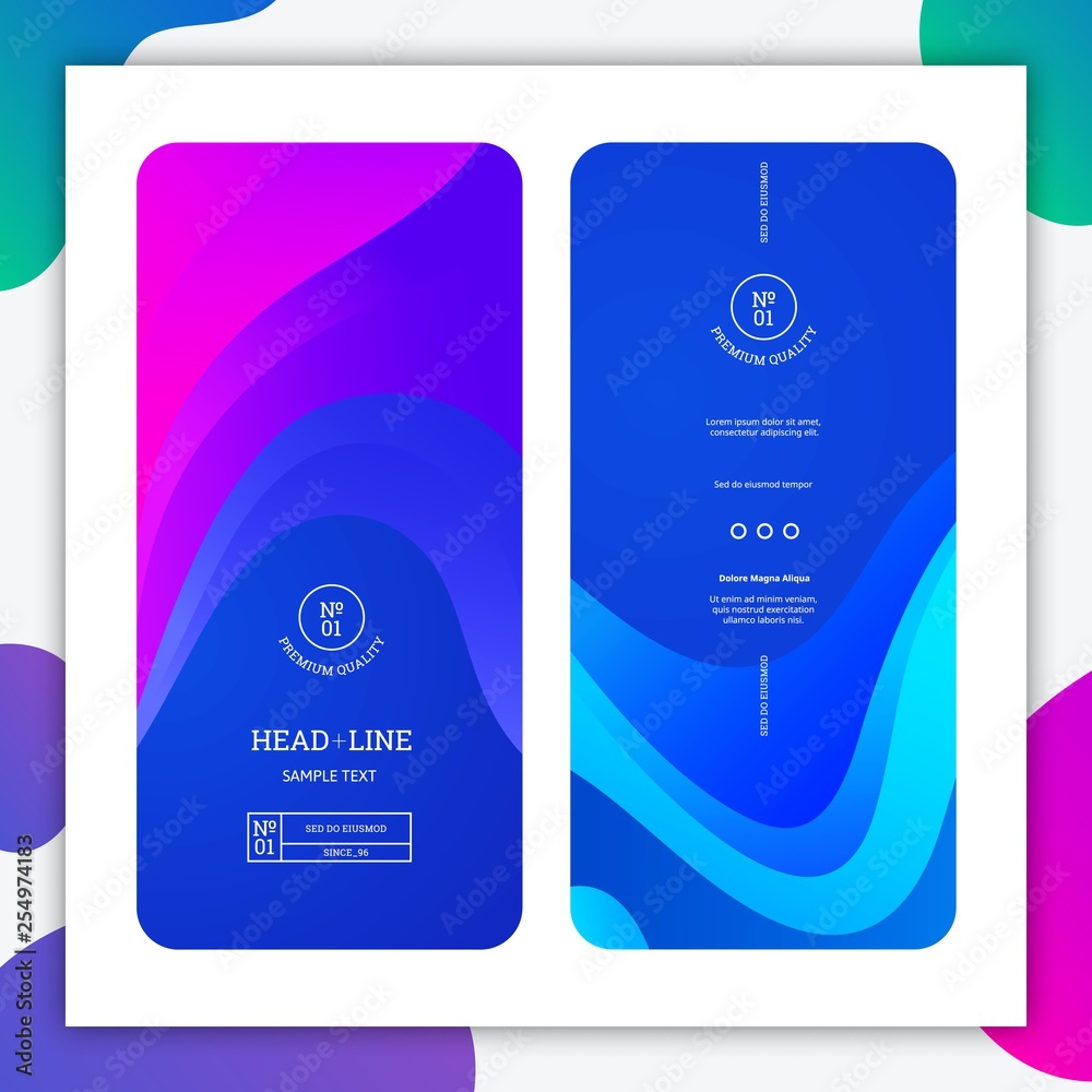 Blue Vertical Banners with Elegant Waves. App Background Design Concept ...