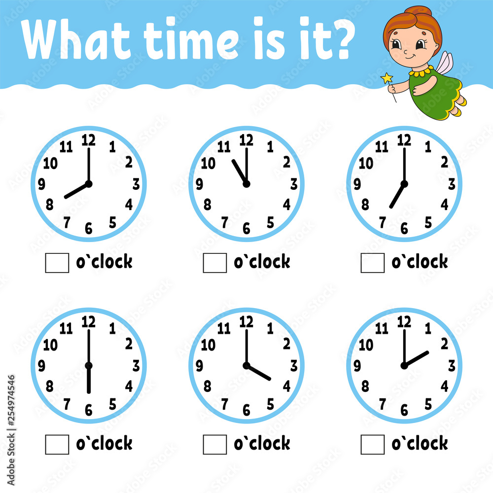 Learning time on the clock. Educational activity worksheet for kids and ...