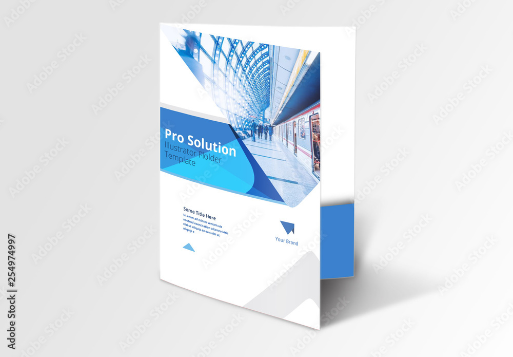 Folder Layout with Abstract Blue Elements Stock Template | Adobe Stock