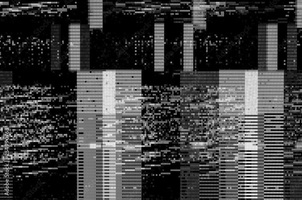 Pixel pattern of a digital glitch / Abstract black and white pixel ...