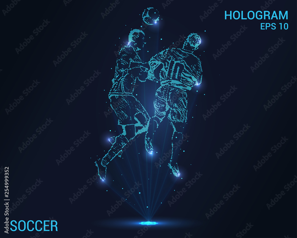 Football hologram. Digital and technological background of football ...