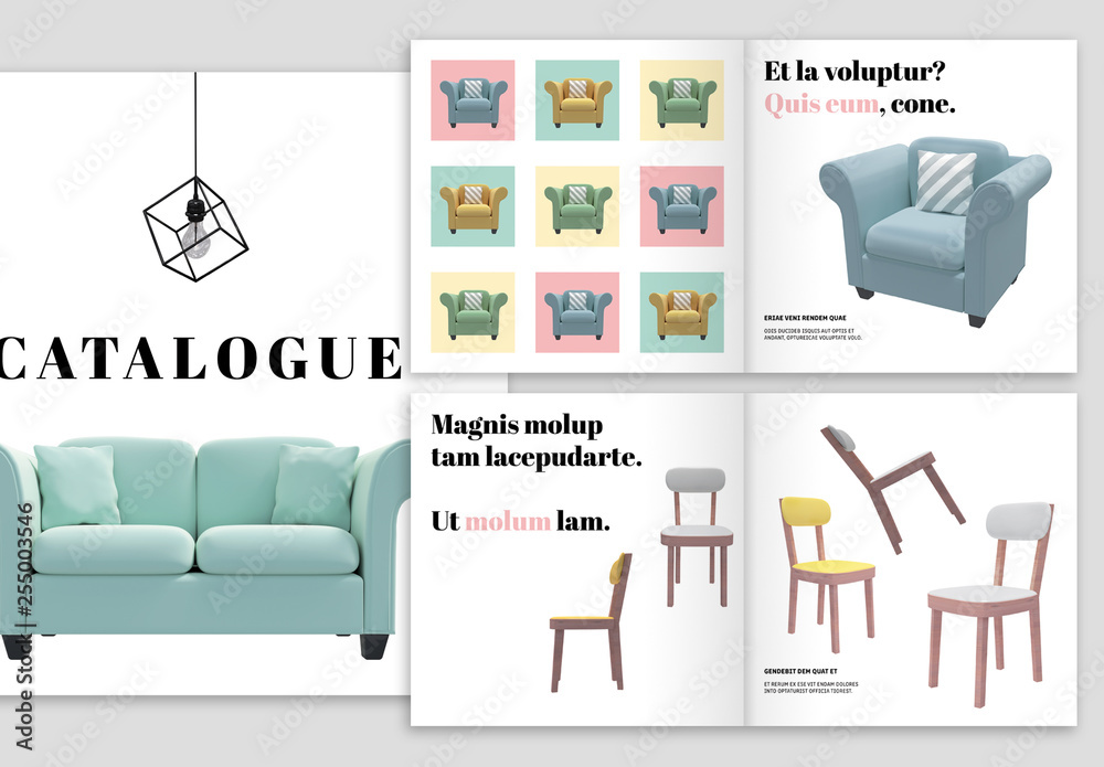 Catalog Layout with Pastel Color Theme Stock Template | Adobe Stock