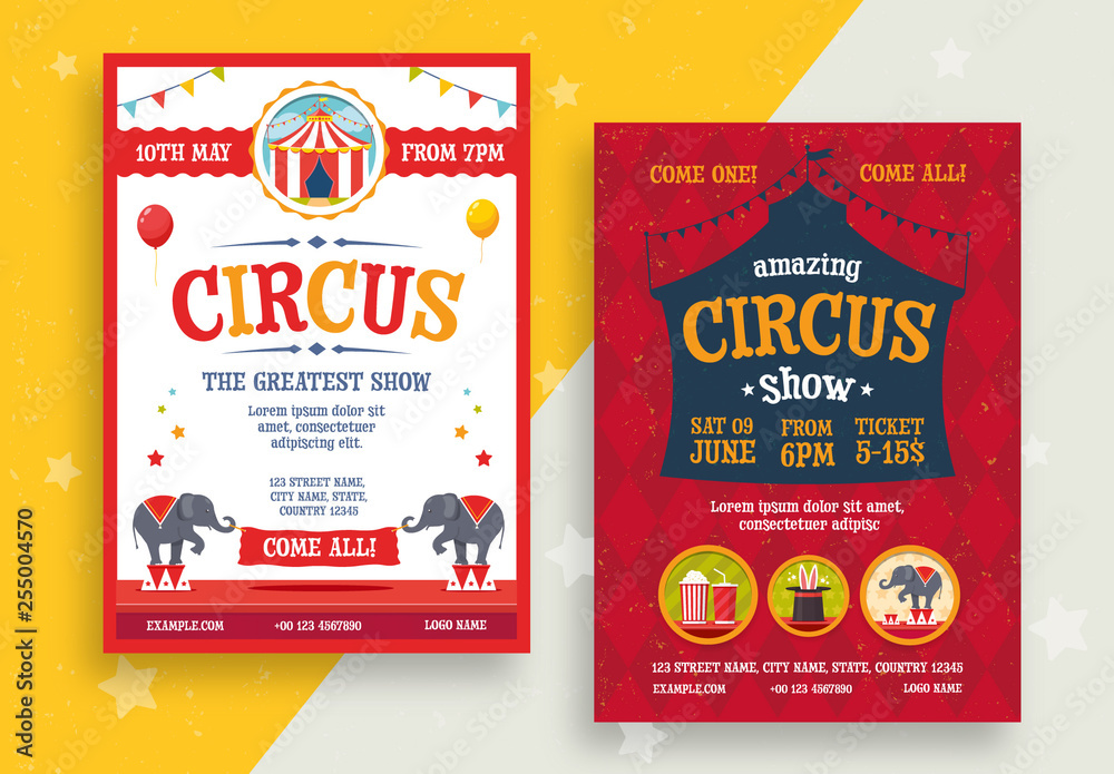Circus Flyer Layouts Stock Template | Adobe Stock