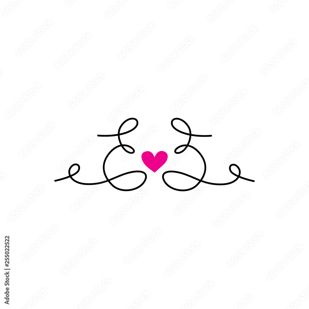 Handwritten EE feminine monogram logo with pink heart in the middle ...