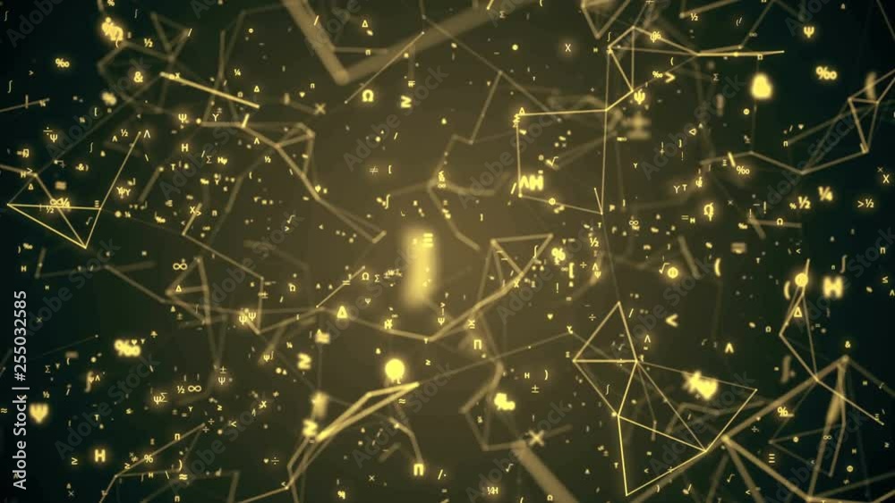 Digital seamless mathematical symbols loop. Abstract digital futuristic ...