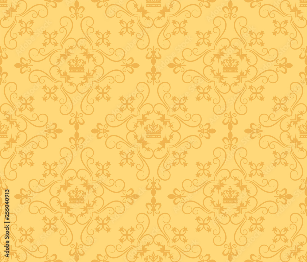 Yellow background texture, old-fashioned Wallpaper, vector graphics ...