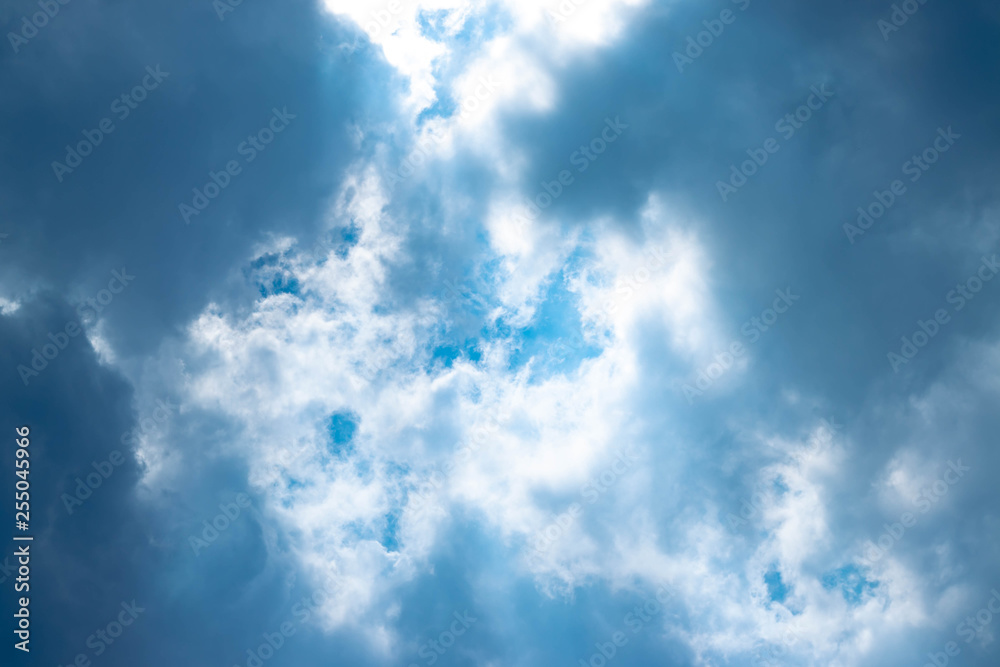 Blue sky with white clouds and gray cloud blue sky on a bright day with ...