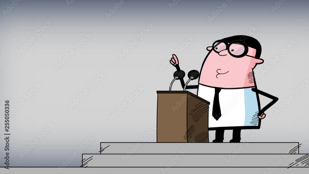 Cartoon speaker – animated leader character. Speaking mouth, moving ...