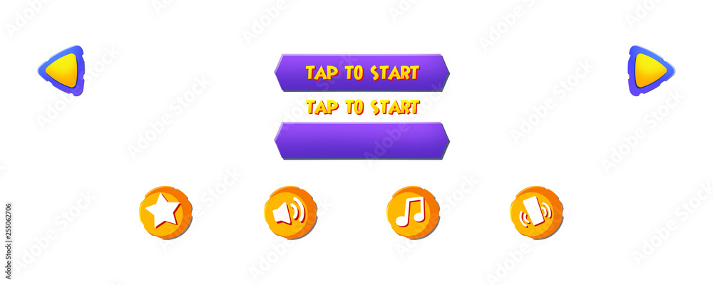 Moble Game and App UI Buttons Design. Concept Art. Realistic ...