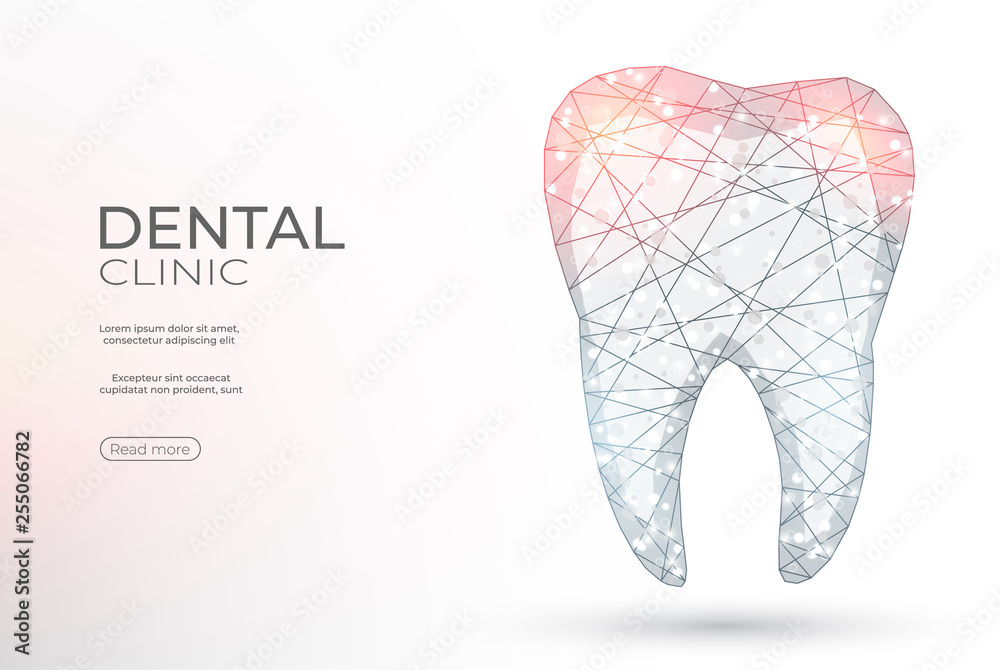 Tooth polygonal genetic engineering abstract background. The isolated ...