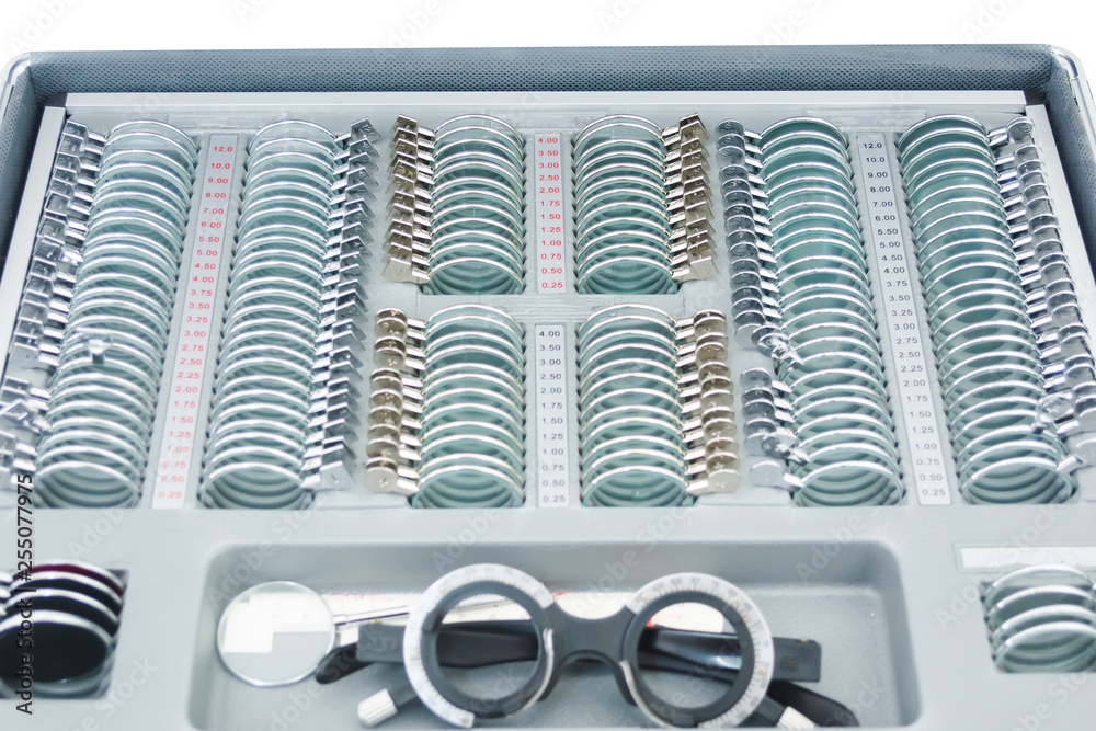 Set of corrective lens, concave lens, convex lens, cylindrical lens for ...