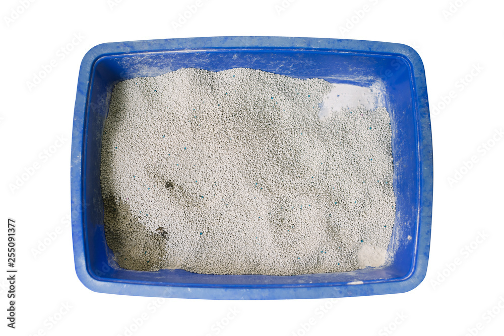 Top view of cat litter box isolated on white background. Pet care ...