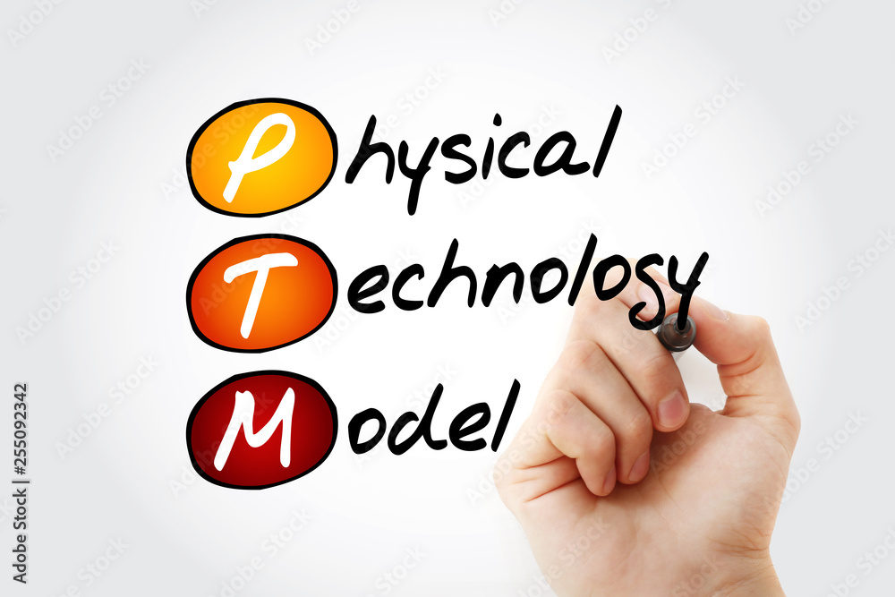 PTM - Physical Technology Model, acronym concept with marker Stock ...