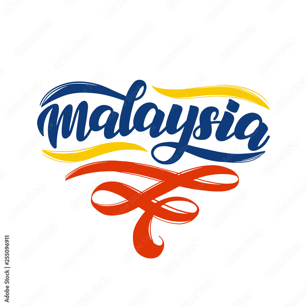Malaysia lettering text poster. Malaysia logo in national flag colors ...