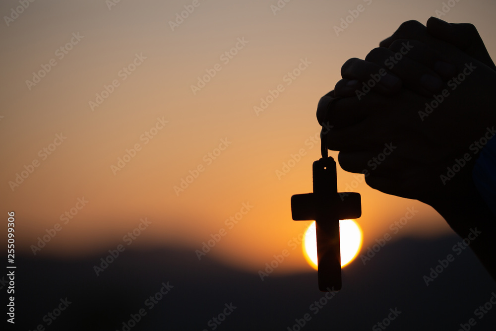 Crosses With Praying Hands Wallpaper