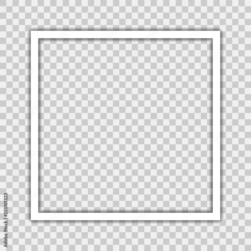 White realistic square empty picture frame on transparent background ...