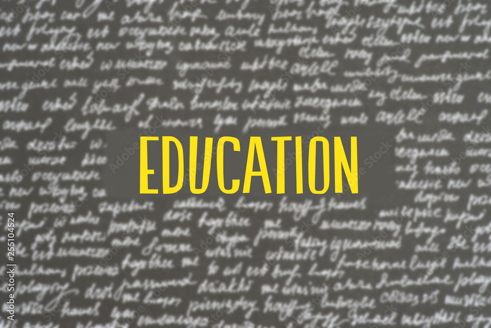 Eine Tafel mit verschiedenen Wörtern und die Bildung Stock Illustration ...