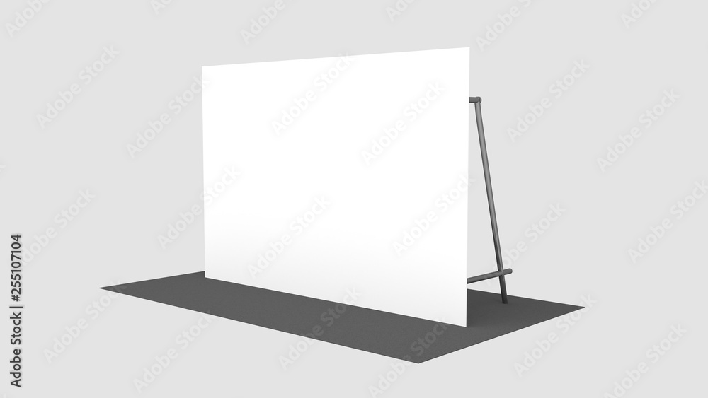Backdrop, press banner 2x3 meters with black carpit. 3d render template ...