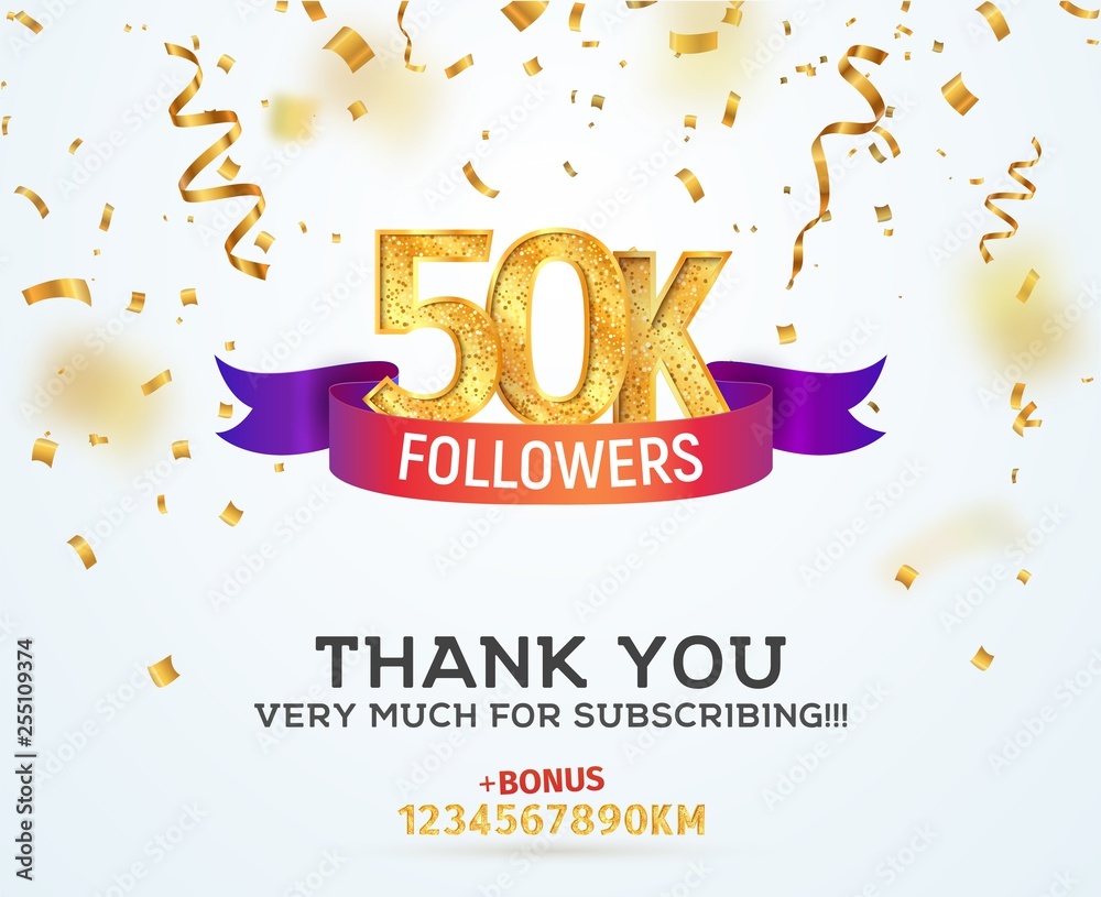 Celebrating 50k followers with color bright ribbon and falling down ...