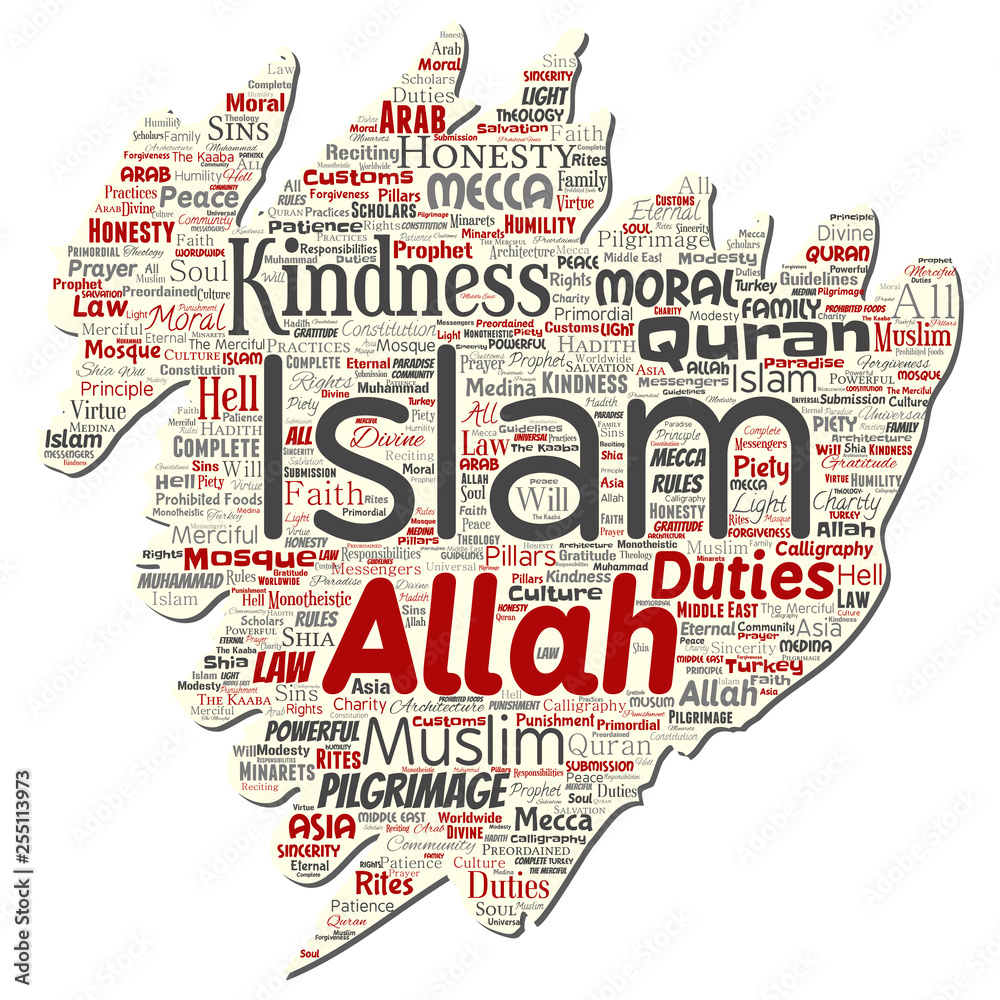 Vector conceptual islam, prophet, mosque old torn paper word cloud ...