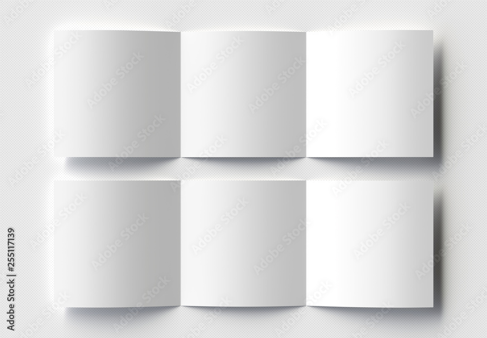 Unfolding Square Trifold Brochure Outside & Inside Mockup. 3d rendering ...
