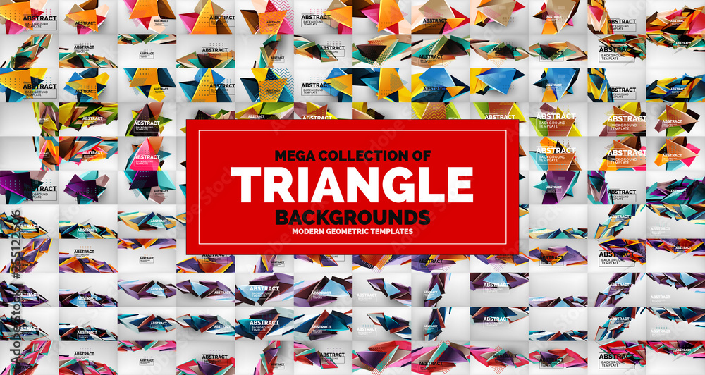 Mega collection of triangle low poly backgrounds Stock Vector | Adobe Stock