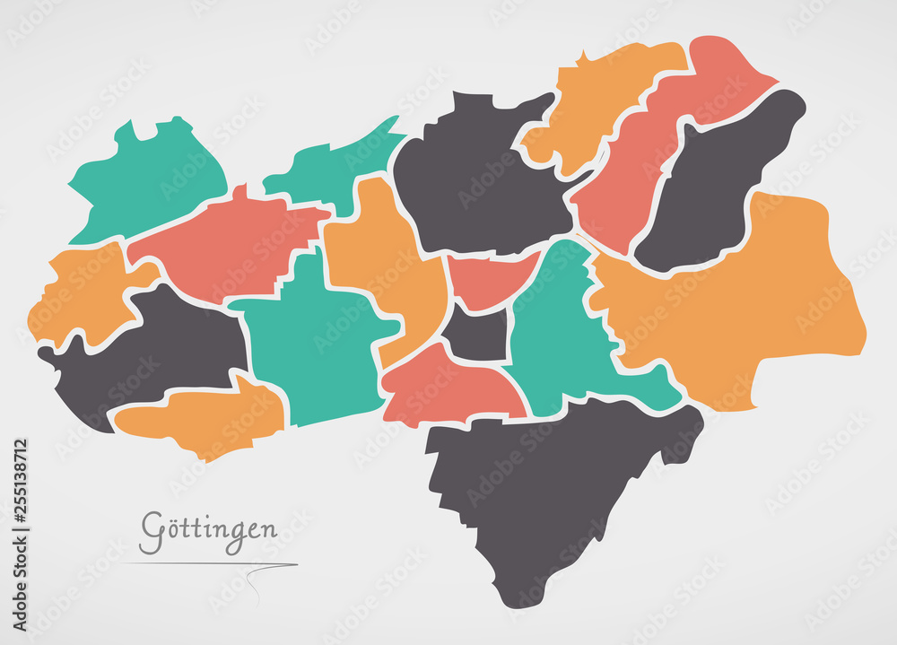 Goettingen Map with boroughs and modern round shapes Stock Vector ...
