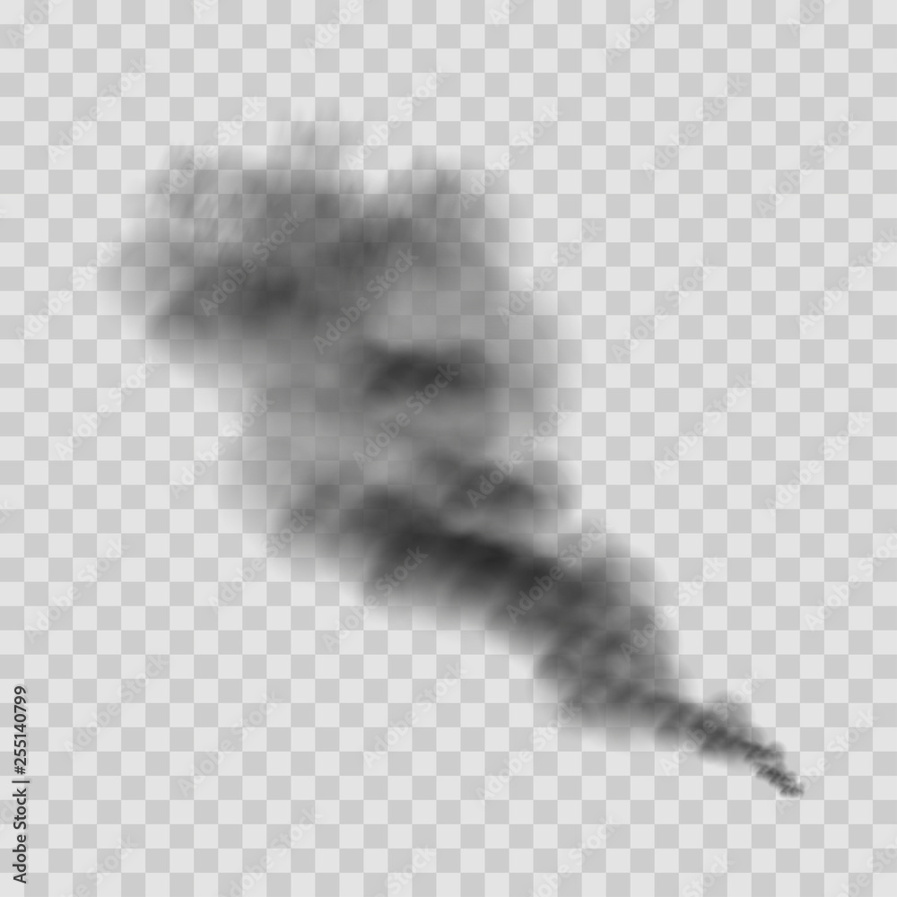 Vector illustration of black smoke stack on transparent background ...